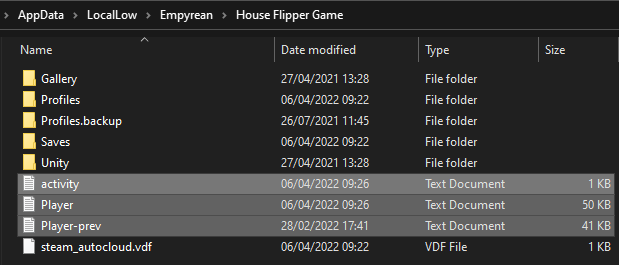 Where are my system information and “logs” files? – House flipper